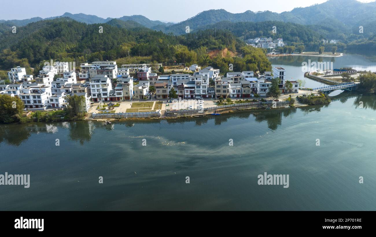 Aerial photo shows the beautiful spring scenery of Gulan Village in ...