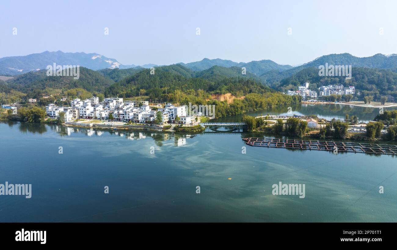 Aerial photo shows the beautiful spring scenery of Gulan Village in ...