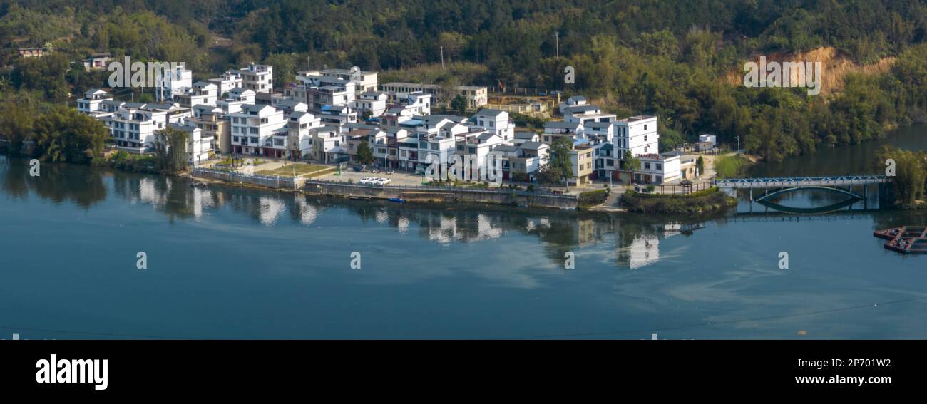 Aerial photo shows the beautiful spring scenery of Gulan Village in ...