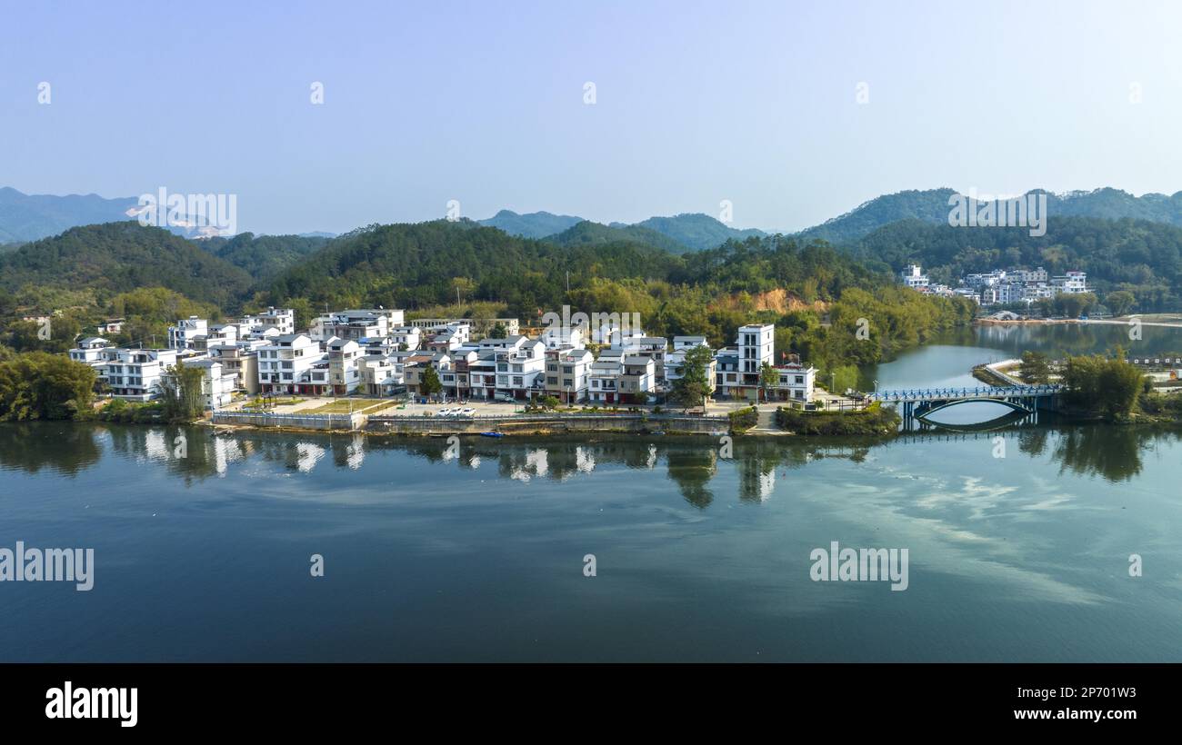 Aerial photo shows the beautiful spring scenery of Gulan Village in ...
