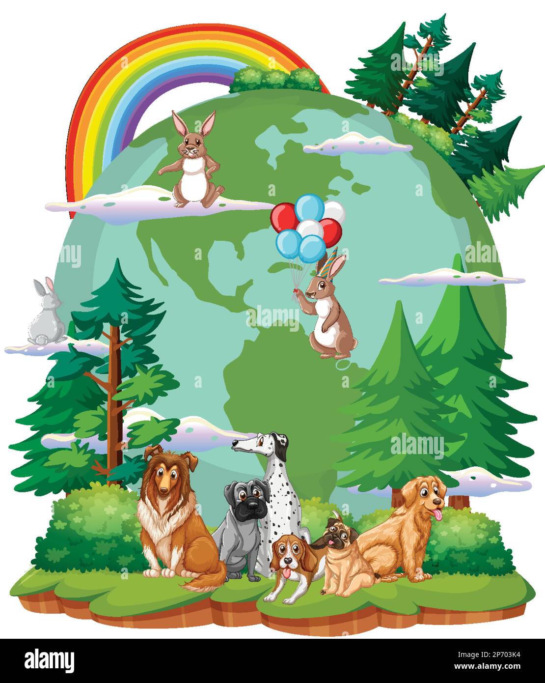Animals on the planet earth illustration Stock Vector Image & Art - Alamy