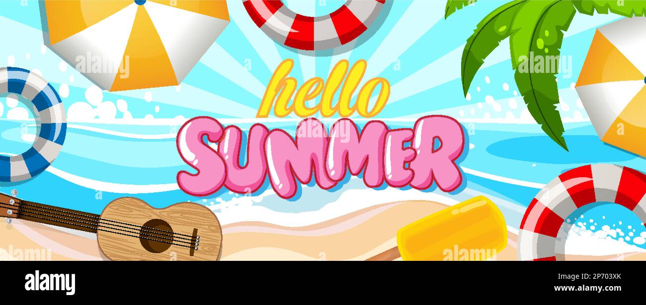 Hello summer banner template illustration Stock Vector Image & Art - Alamy