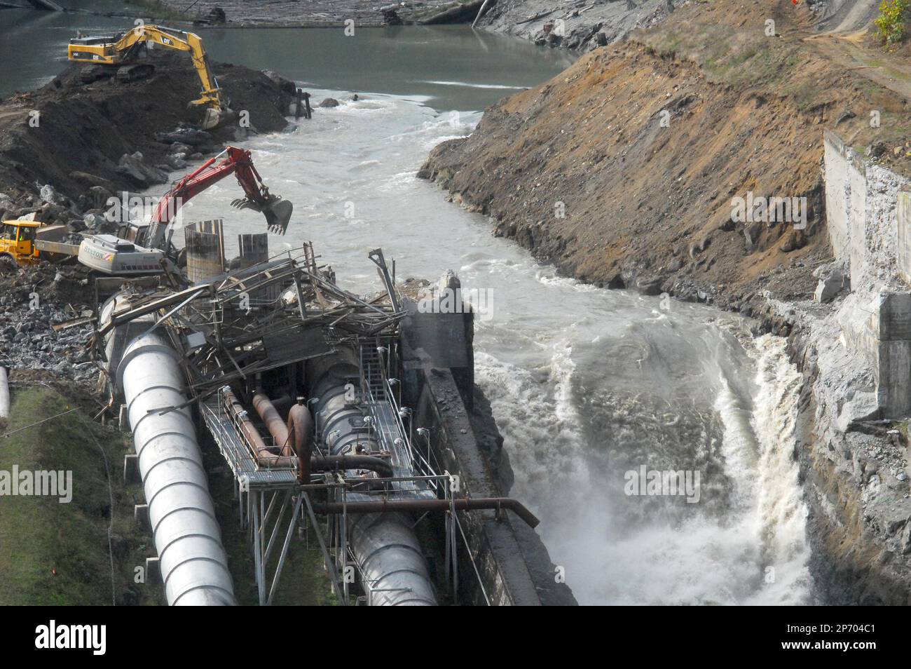 Water from the Elwha River flows unimpeded through what was once the ...