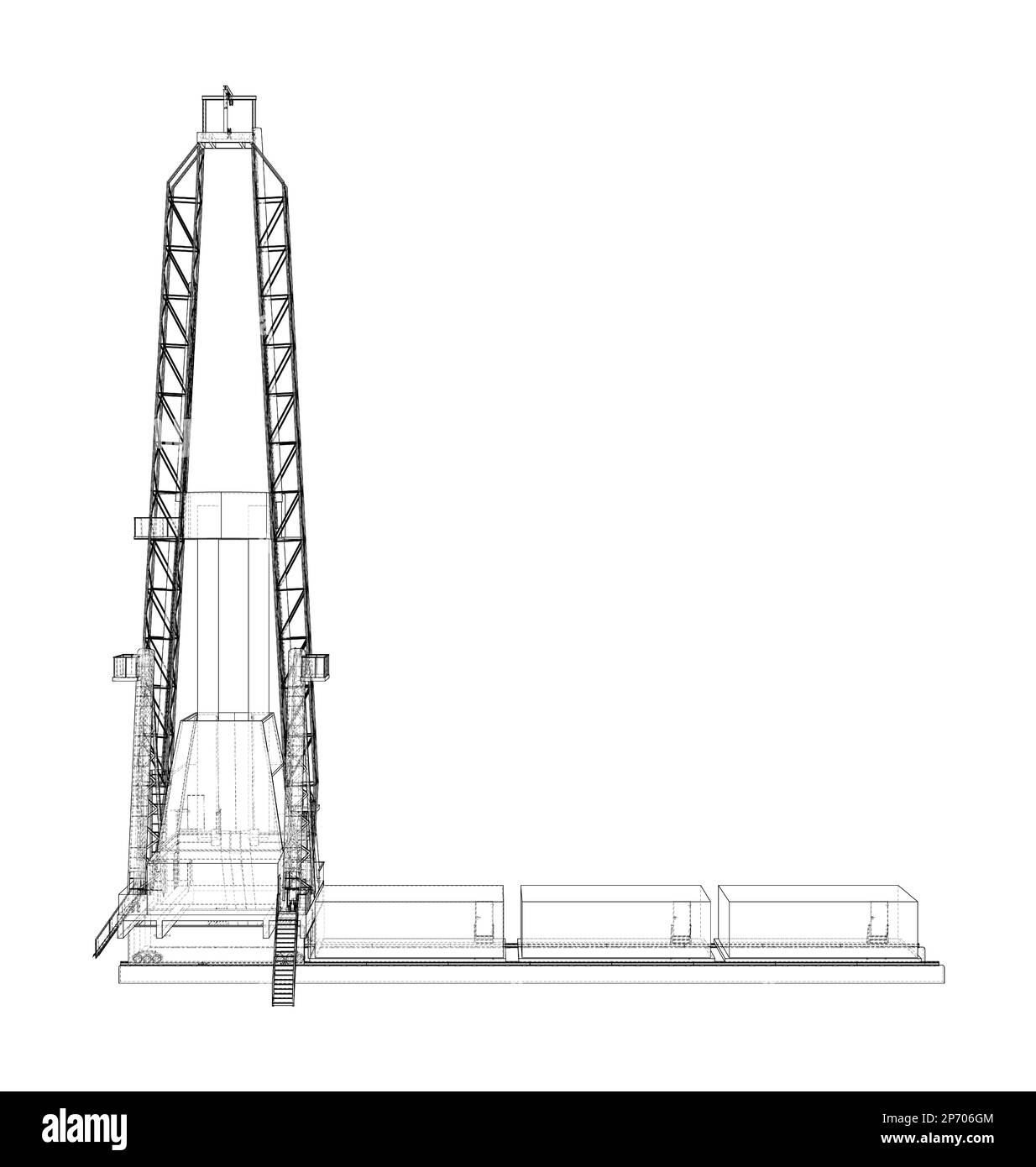Oil rig. Wire-frame style Stock Photo - Alamy