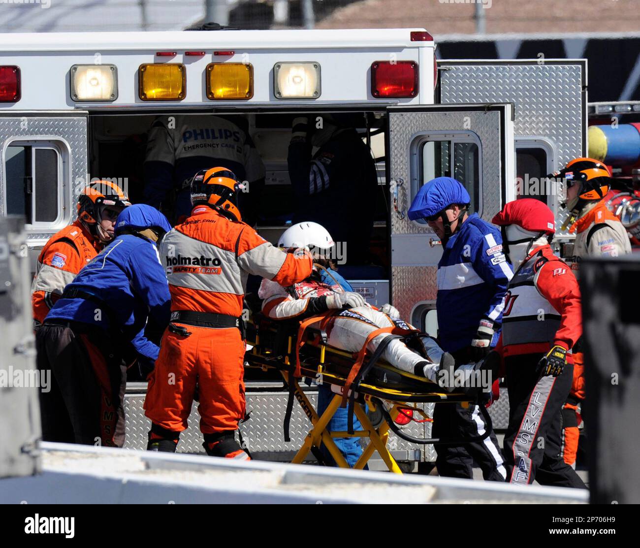 October 16, 20011: Izod Indycar Series driver Dan Wheldon is loaded ...