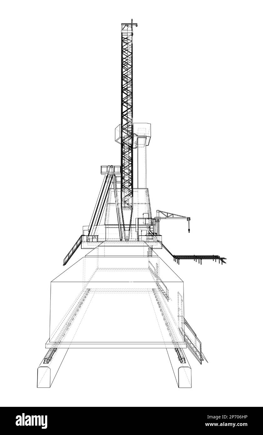 Oil rig. Wire-frame style Stock Photo - Alamy