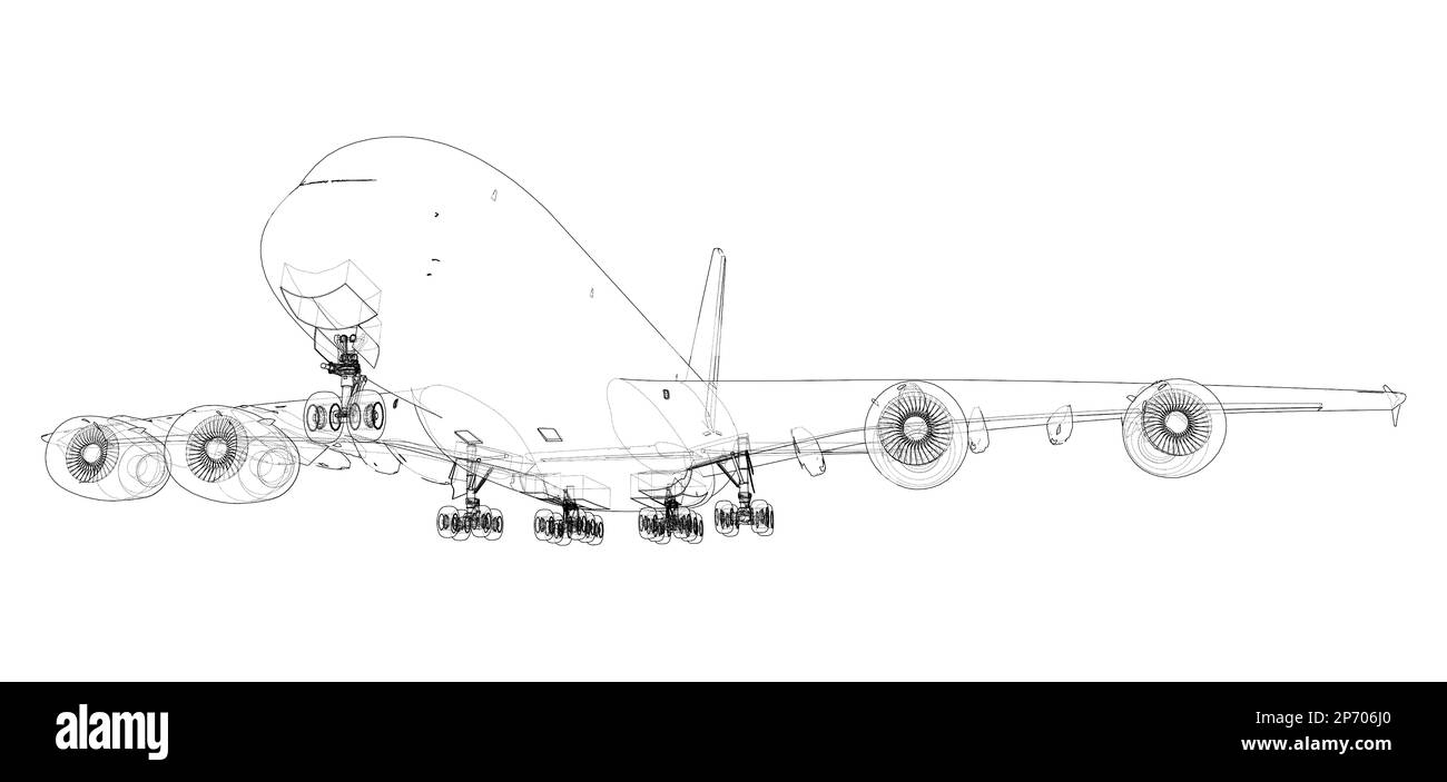 Passenger Airplane. 3d illustration Stock Photo - Alamy