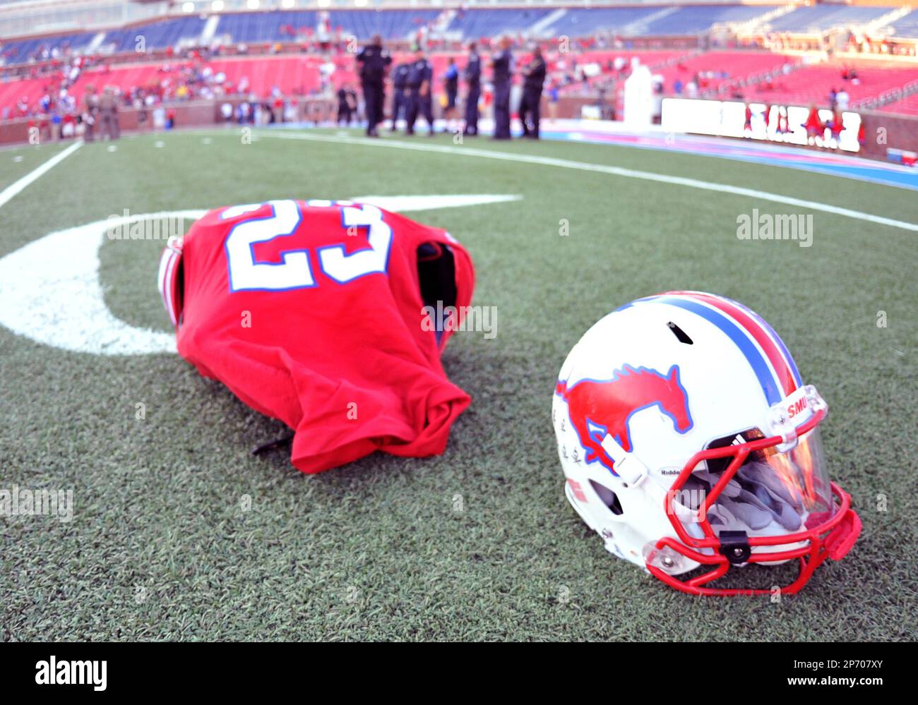 15 Oct 2010: .SMU Football Helmet after the game between the UCF ...