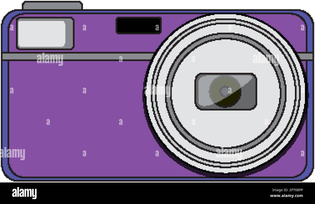 Purple compact camera on white background illustration Stock Vector ...