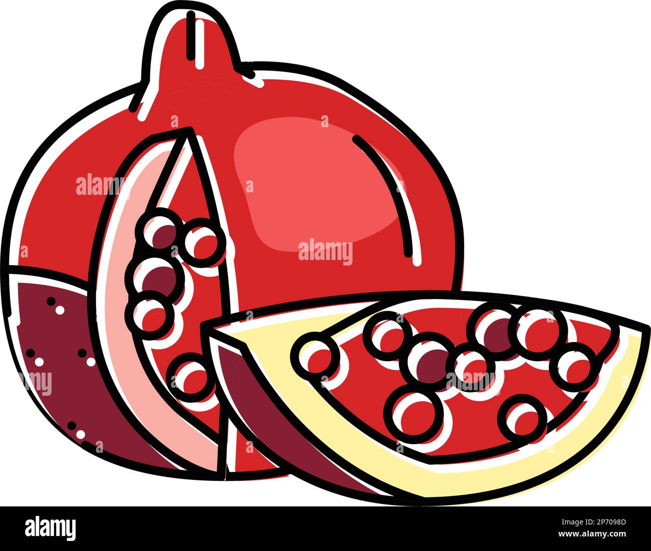 pomegranate whole slice red cut color icon vector illustration Stock ...
