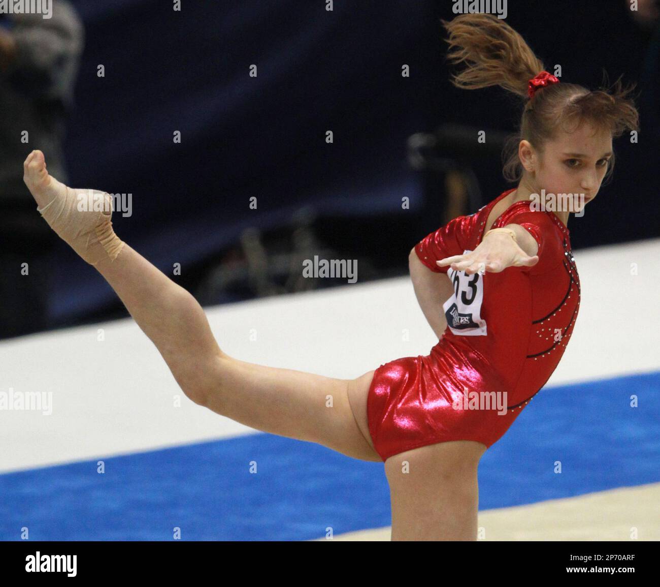 Victoria Komova of Russia performs on the floor during the women's ...