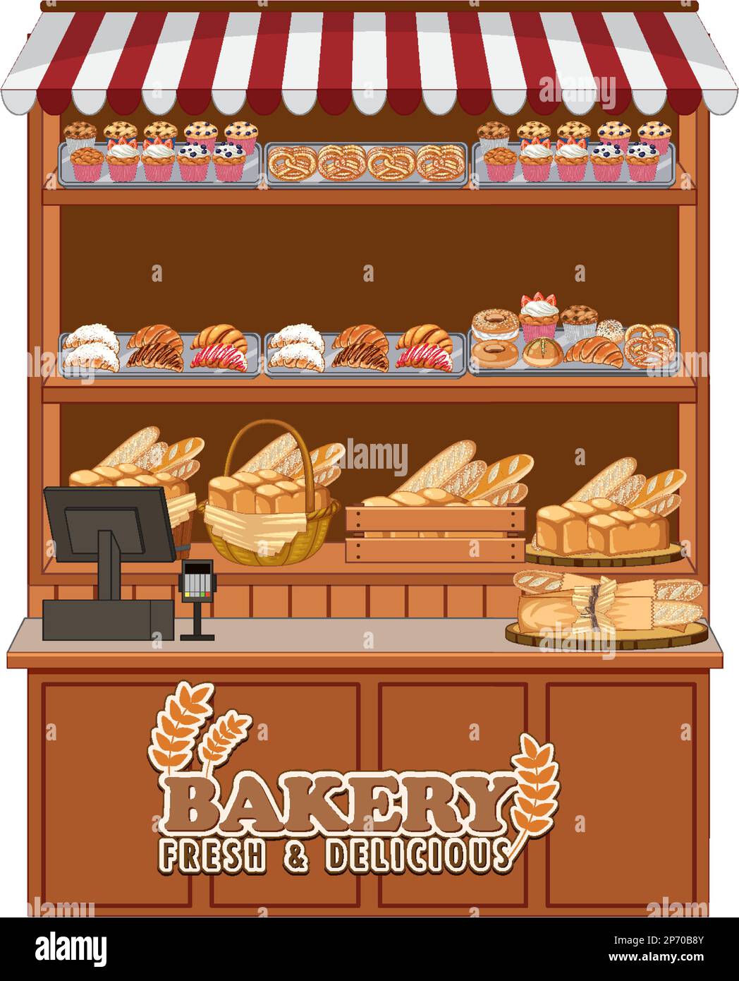 Bread in bakery shelf Stock Vector Images - Alamy