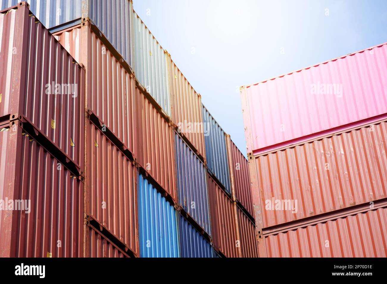 Industrial container box from cargo ship for import export concept ...