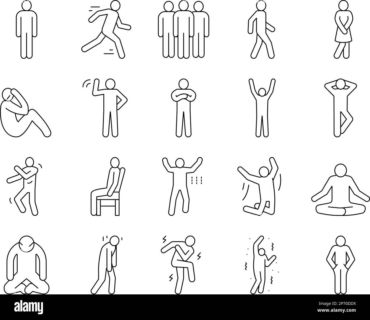stickman man people silhouette icons set vector Stock Vector Image ...