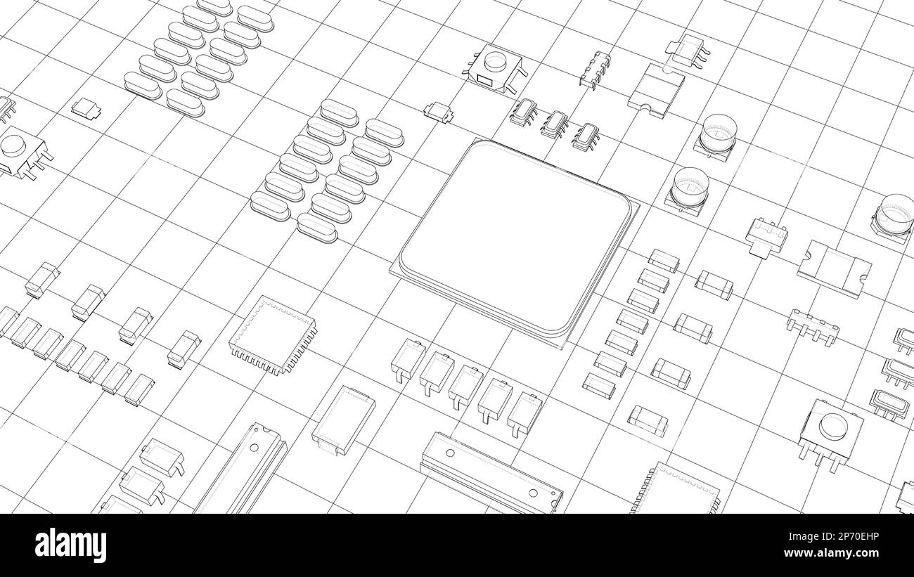 Electric circuit board, various chips Stock Photo - Alamy