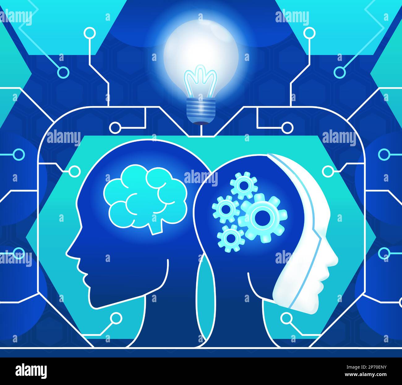 Humans and robots will drive technological progress Stock Vector Image ...