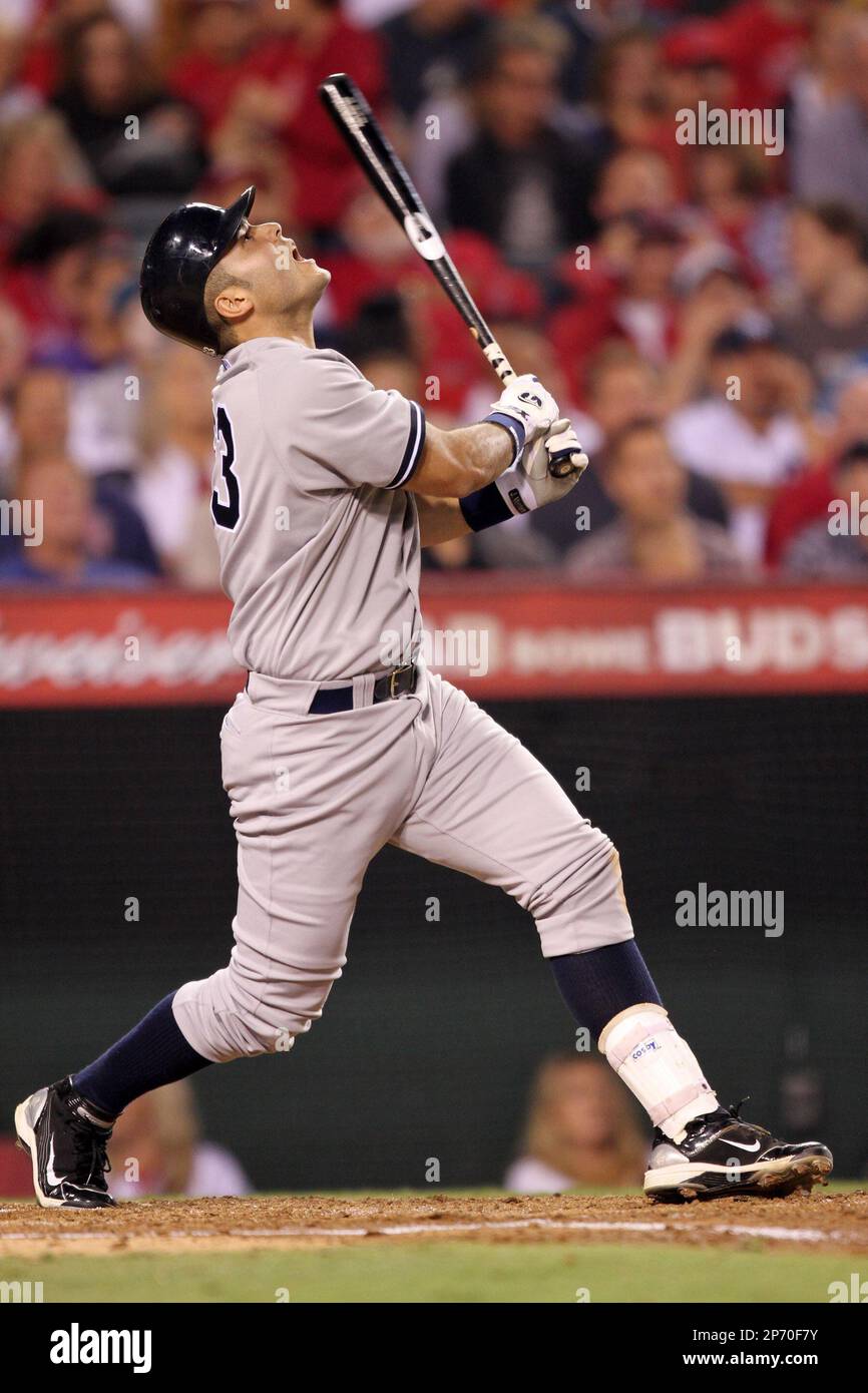 New York Yankees designated hitter Jesus Montero #63 bats against the Los Angeles Angels at ...