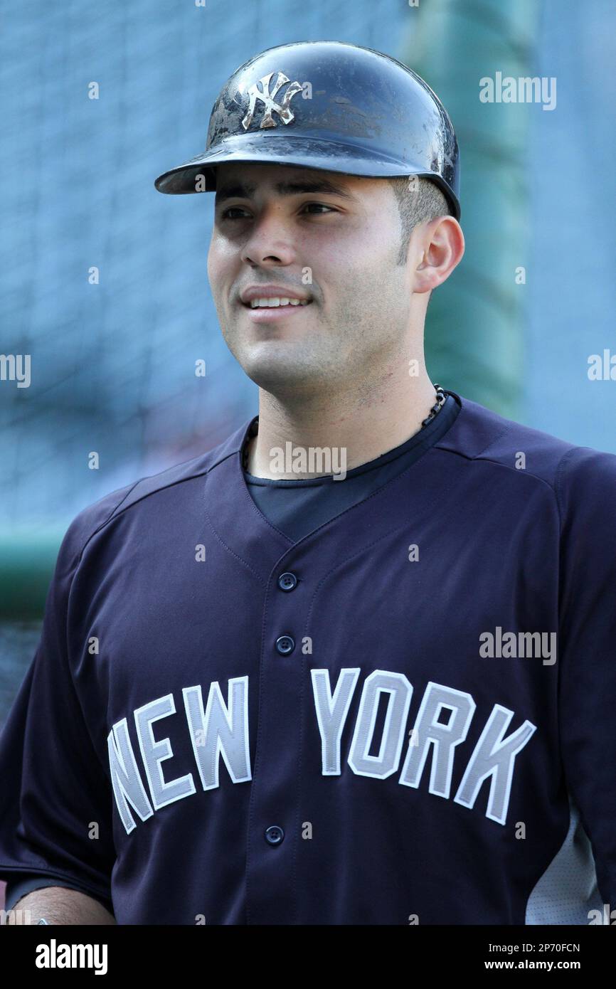 New York Yankees designated hitter Jesus Montero #63 before a game against the Los Angeles ...