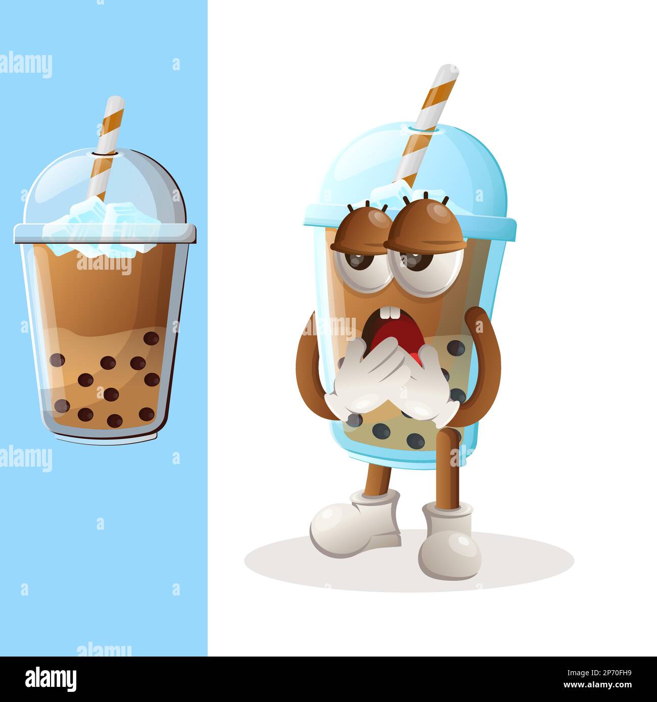 Cute Bubble Tea mascot with bored expression. Perfect for food store ...