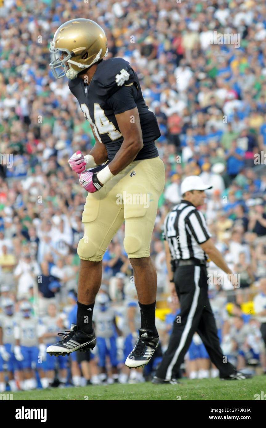 October 8, 2011: George Atkinson III #34 of Notre Dame celebrates his ...