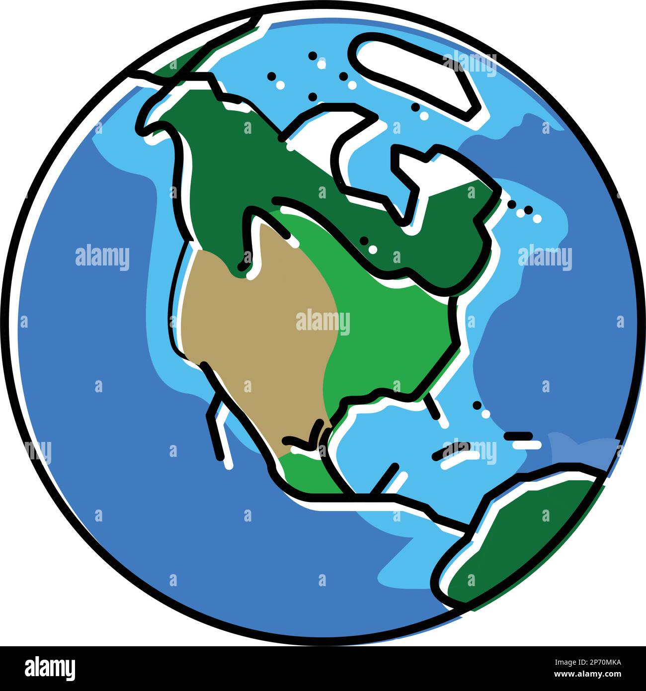 north america earth planet map color icon vector illustration Stock ...