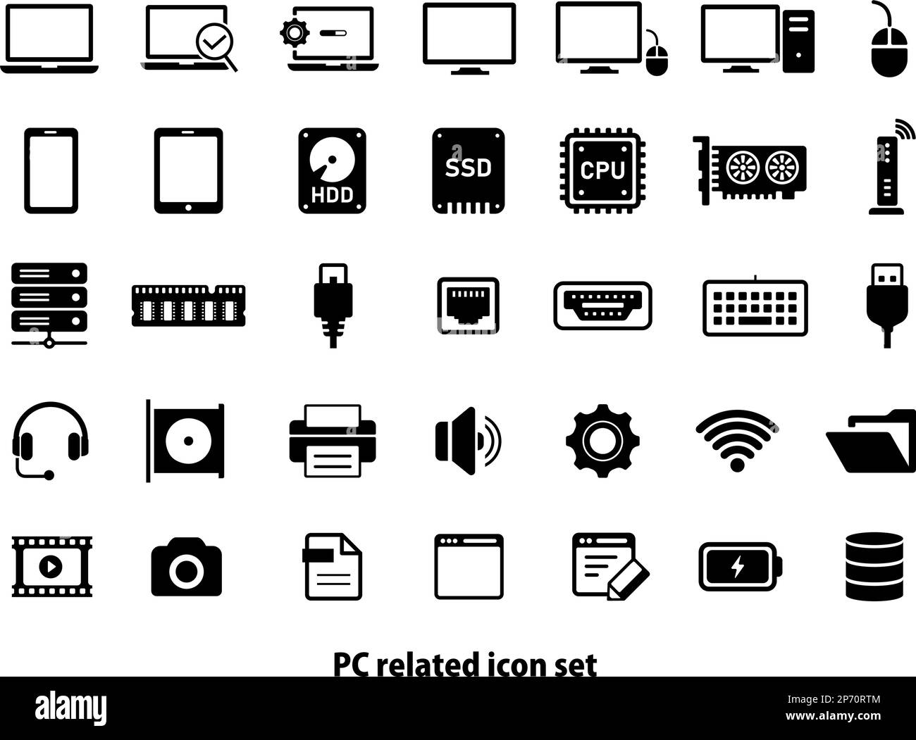 Computer hardware icons set hi-res stock photography and images - Alamy