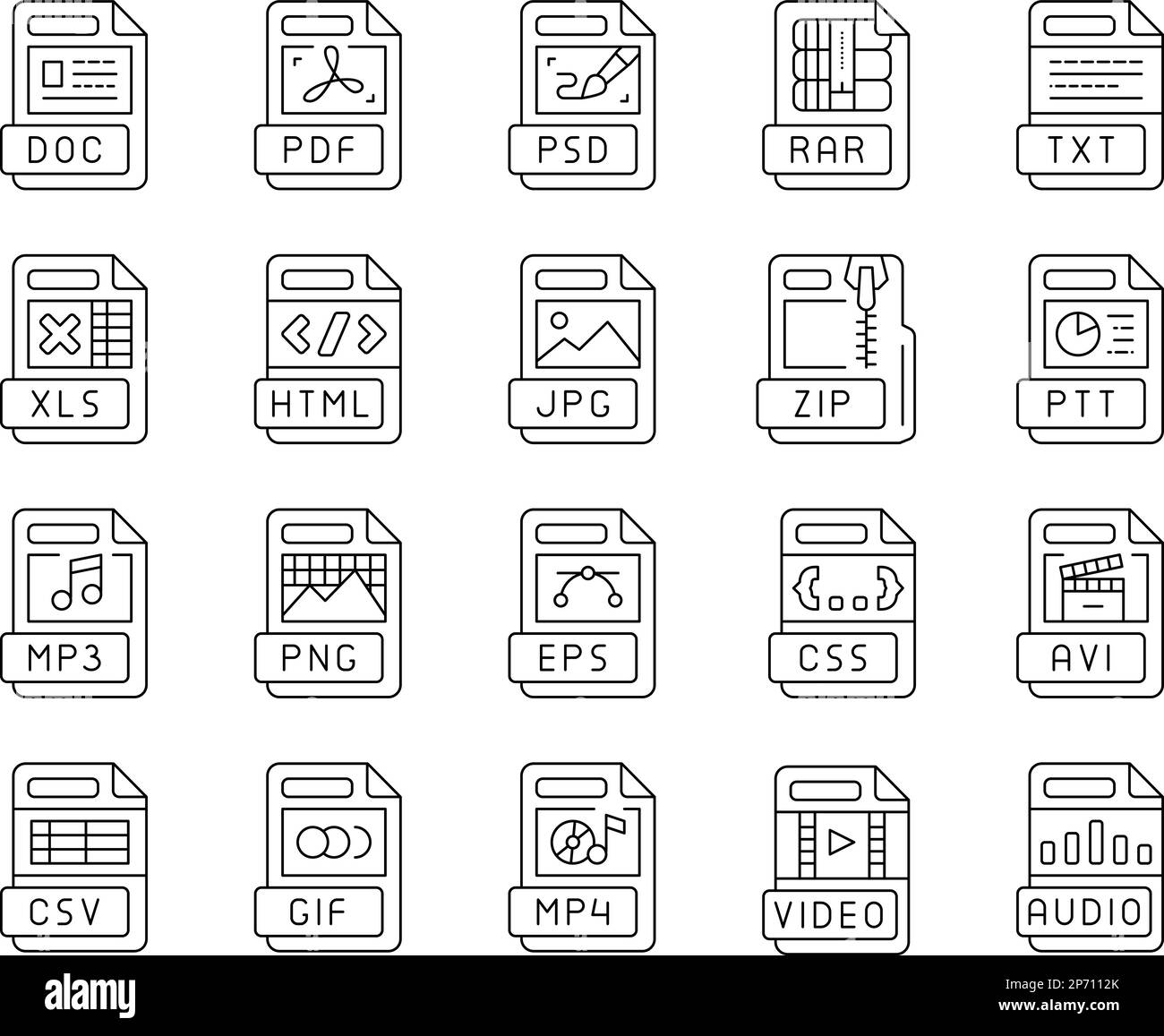 File Format Document Icons Set Vector Stock Vector Image And Art Alamy