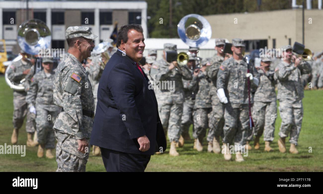 Gov. Chris Christie, right, and Major General Glenn K. Rieth share a ...