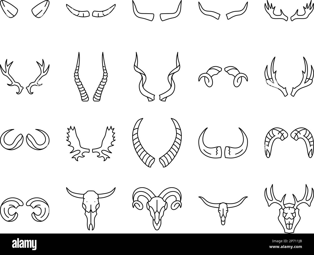 horn animal wildlife nature icons set vector Stock Vector Image & Art ...