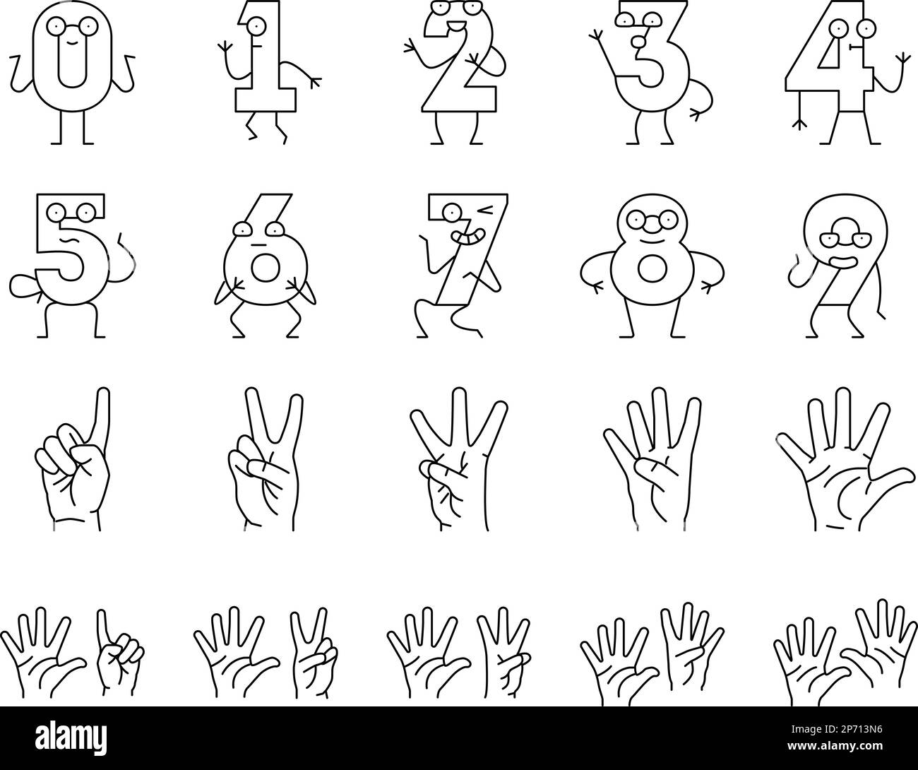 number character cute icons set vector Stock Vector Image & Art - Alamy