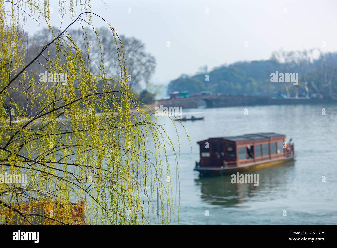 Beautiful spring scenery of the West Lake scenic area attract many ...