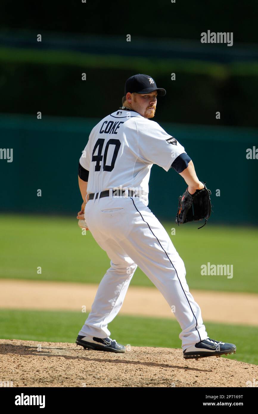Detroit Tigers Phil Coke in a game against the Cleveland Indians at ...