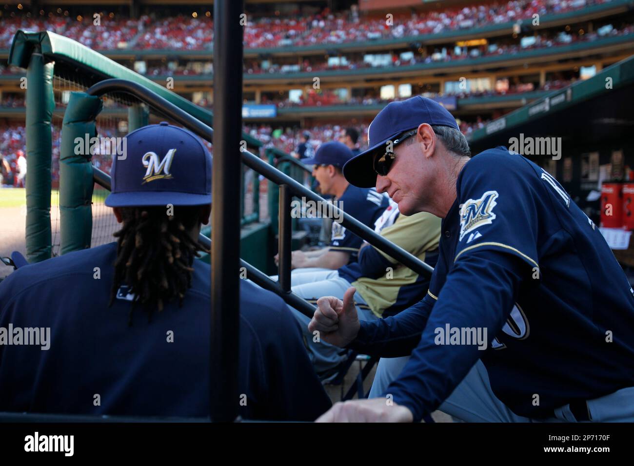 Milwaukee Brewers Ron Roenicke plays in a game against the St Louis ...