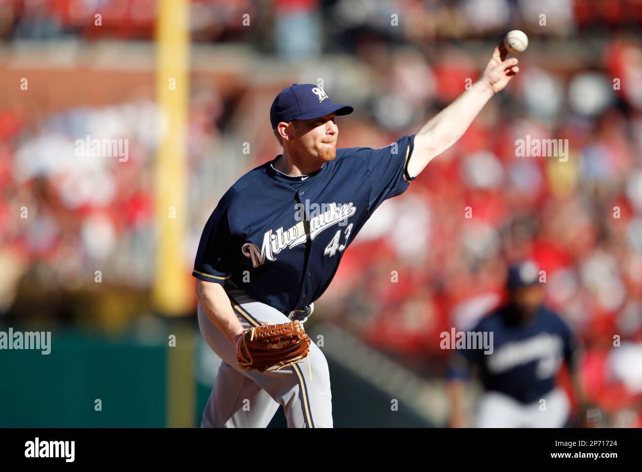 Milwaukee Brewers Randy Wolf plays in a game against the St Louis ...