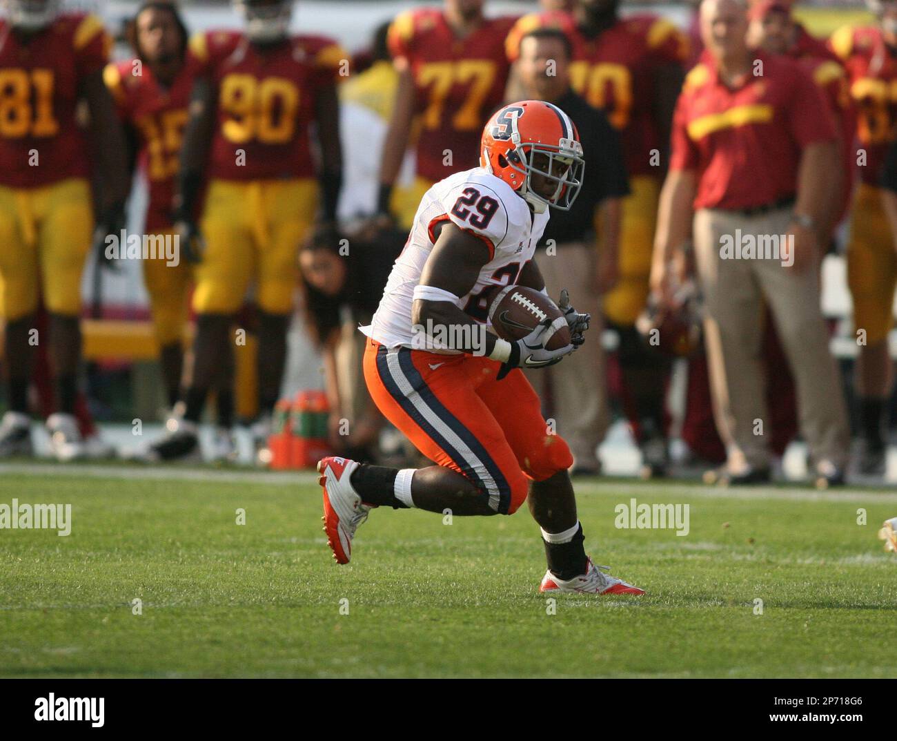 Antwon Bailey of the Syracuse Orange looks to make a play verse the USC ...