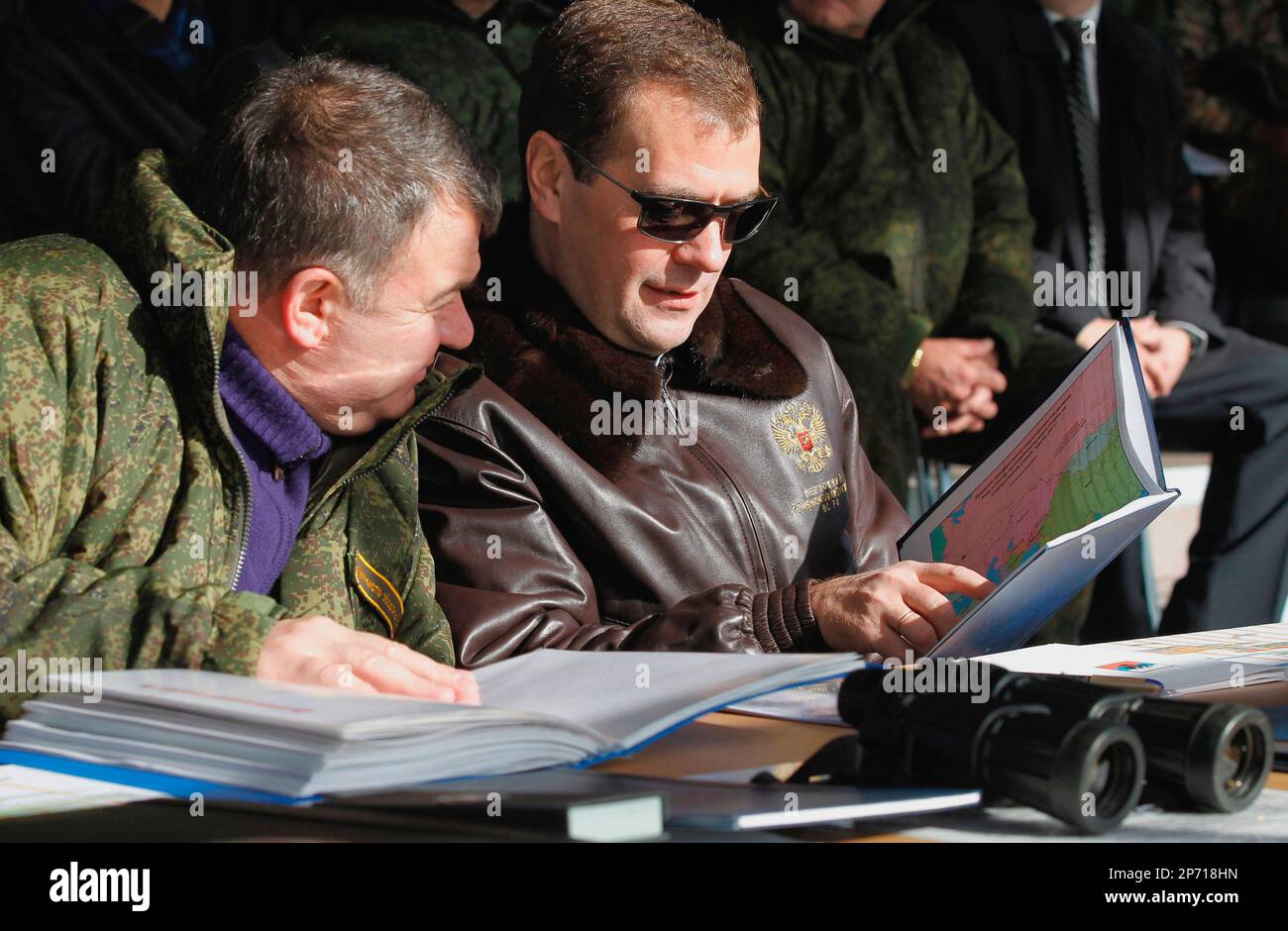 Russian President Dmitry Medvedev and Defense Minister Anatoly ...