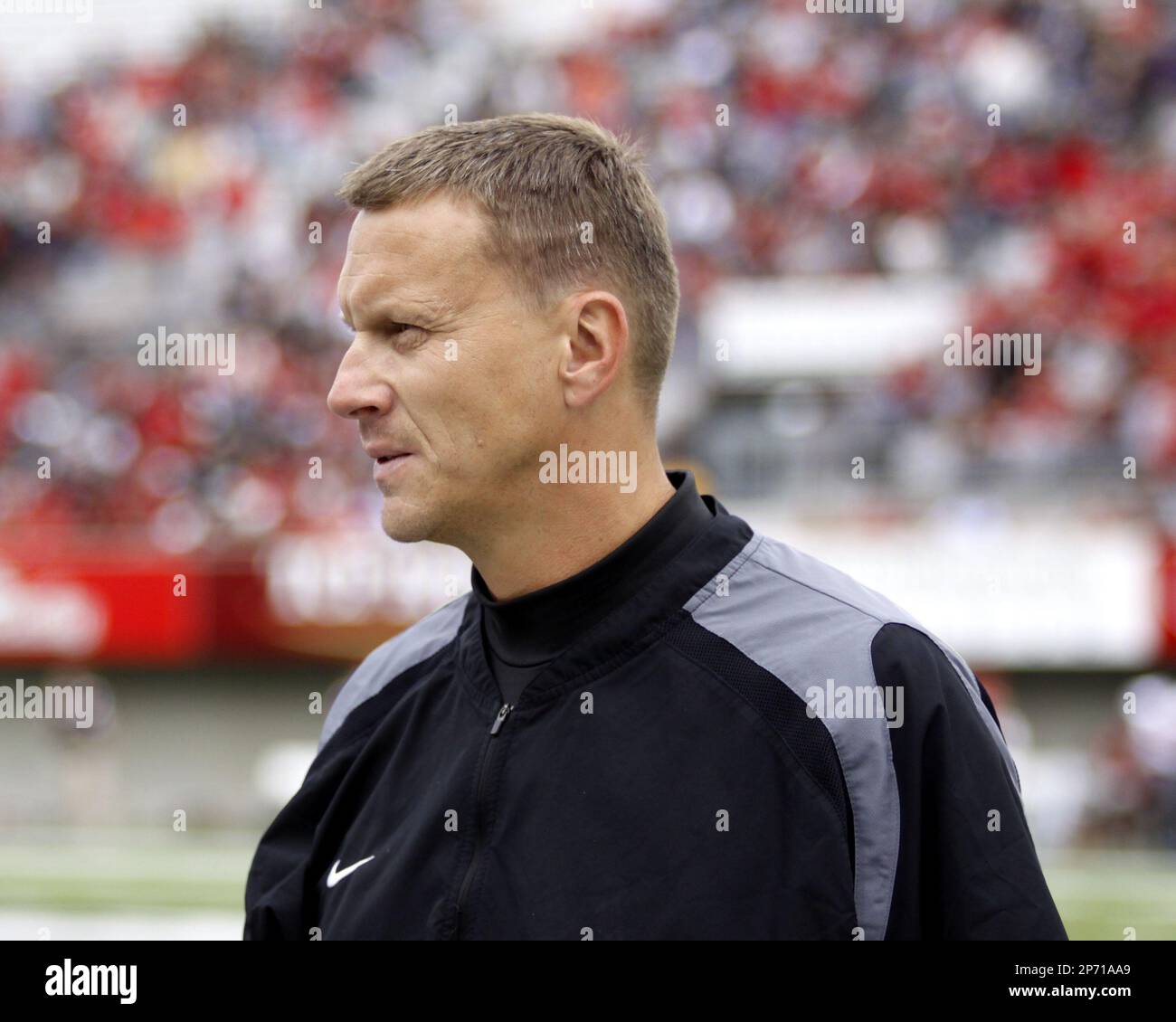 DeKalb, IL - September 24, 2011: CalPoly head coach, Tim Walsh, leads ...