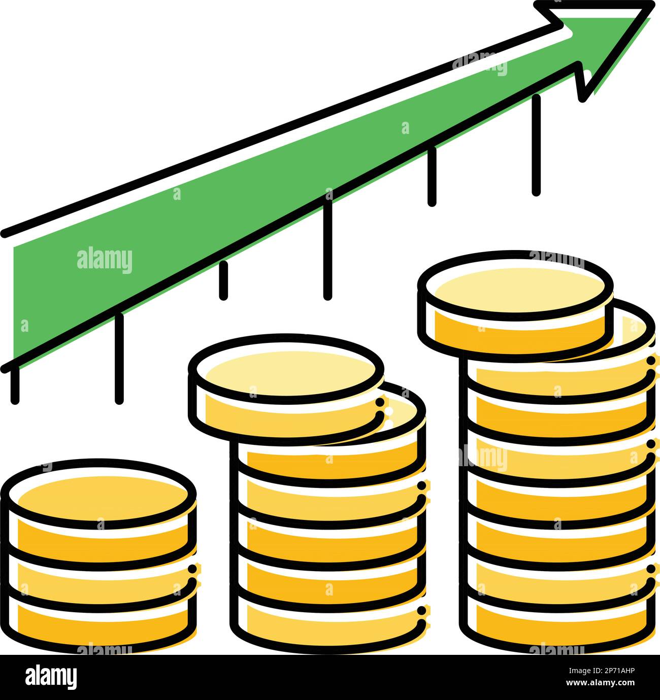 growth trend gold coin color icon vector illustration Stock Vector ...