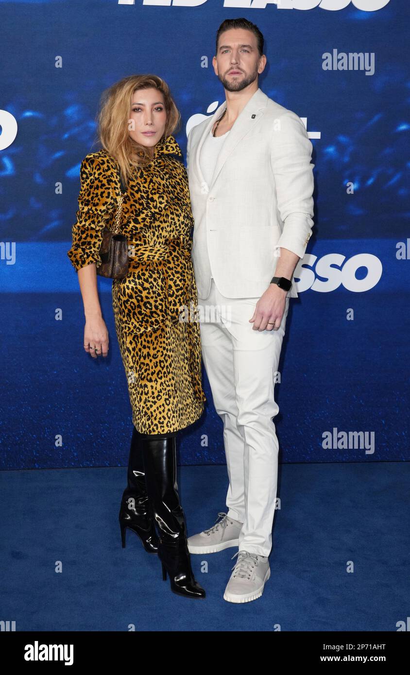 Dichen Lachman, left, and Maximilian Osinski arrive at the season three ...