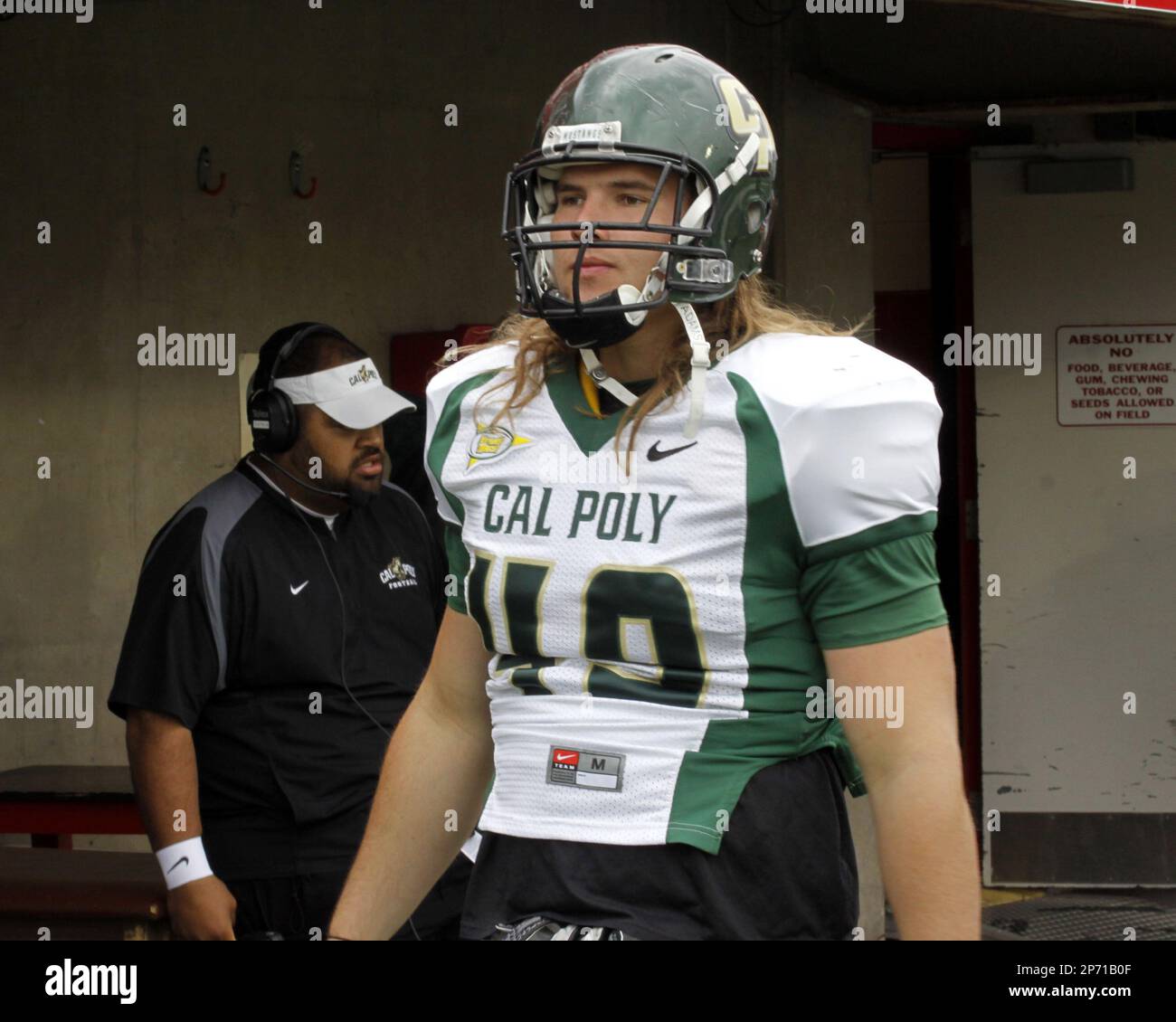 DeKalb, IL - September 24, 2011: CalPoly's Joe Brum paces the sidelines ...