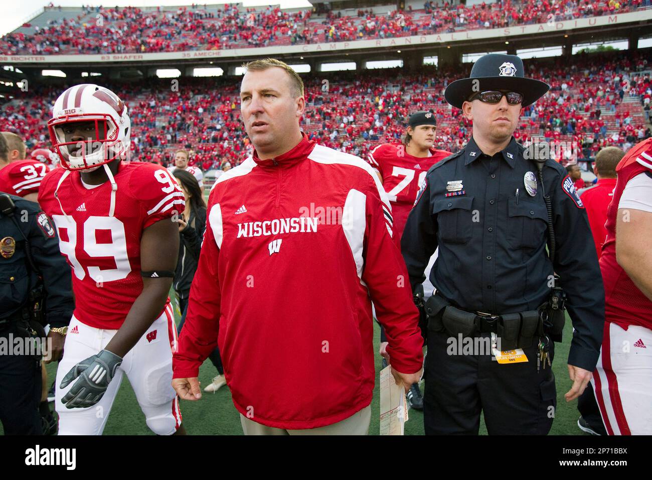 Wisconsin Badgers Head Coach Bret Bielema after an NCAA college ...