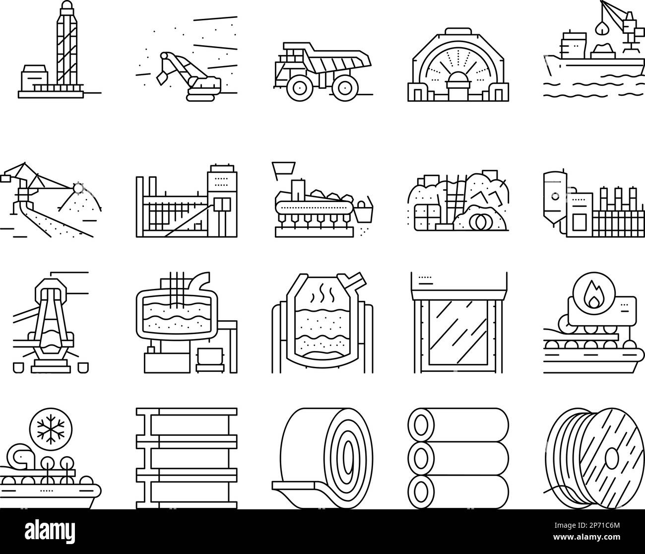 steel production industry metal icons set vector Stock Vector Image ...