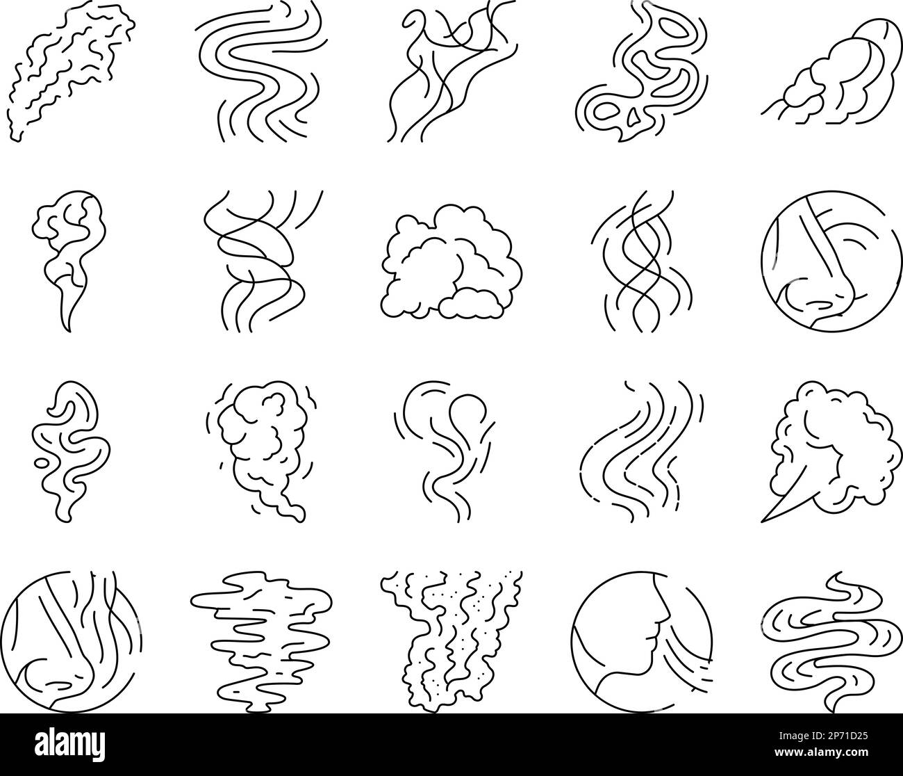 smell smoke gas nose aroma icons set vector Stock Vector Image & Art ...