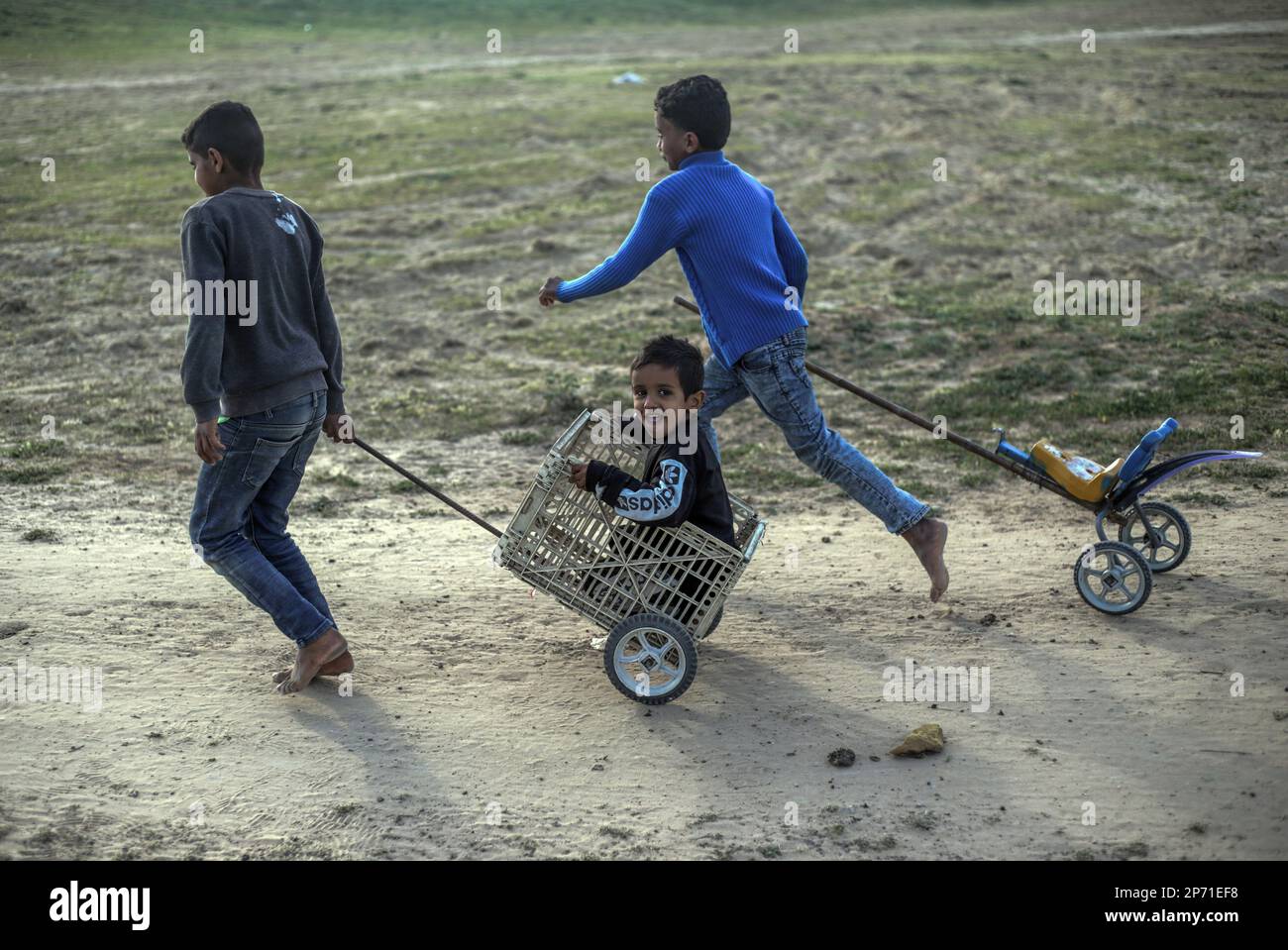 Gaza, Palestine. 07th Mar, 2023. Palestinian children seen playing on a ...
