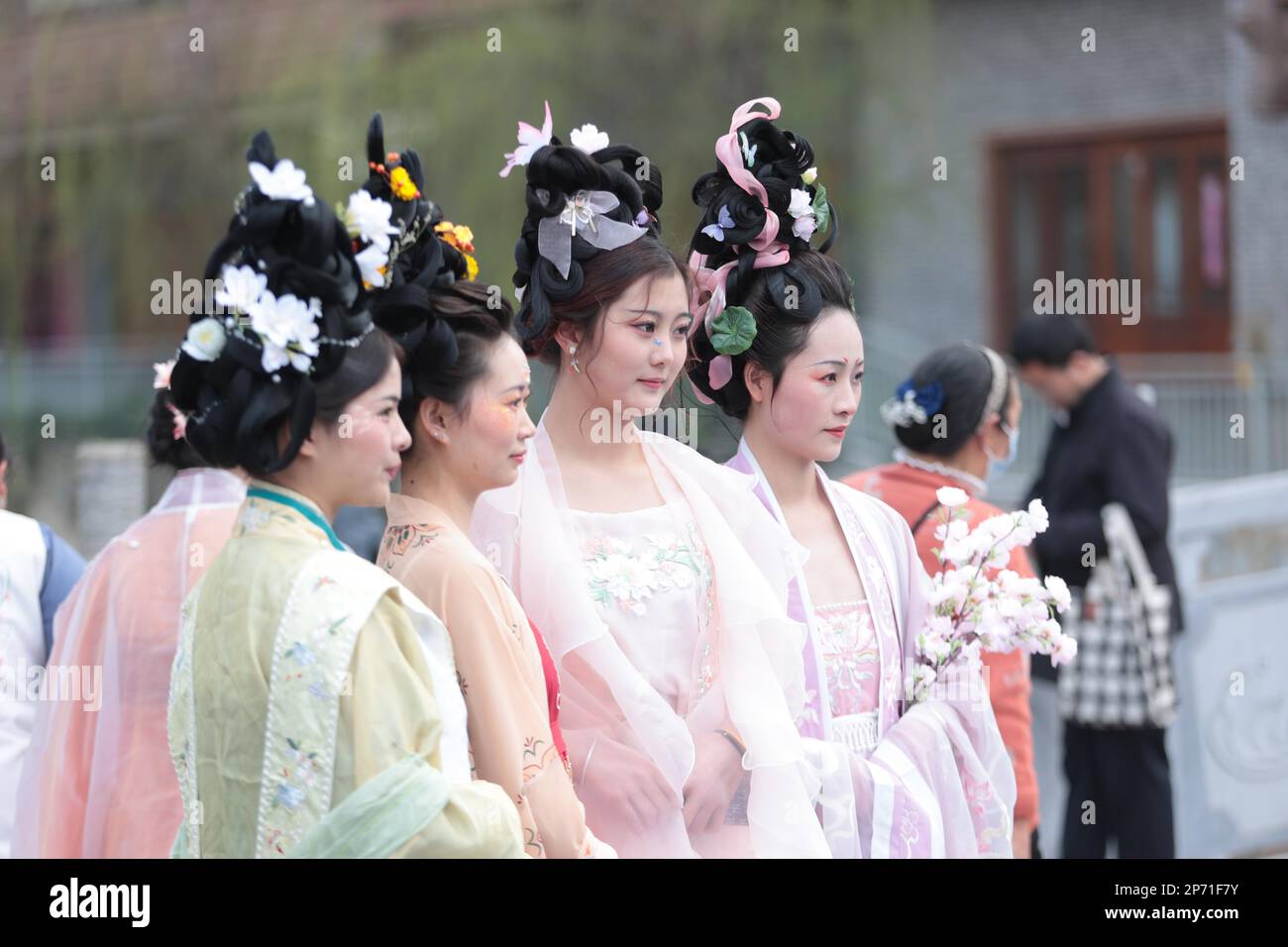 People wear hanfu at the 8th Flower Festival in Kunming City, southwest ...