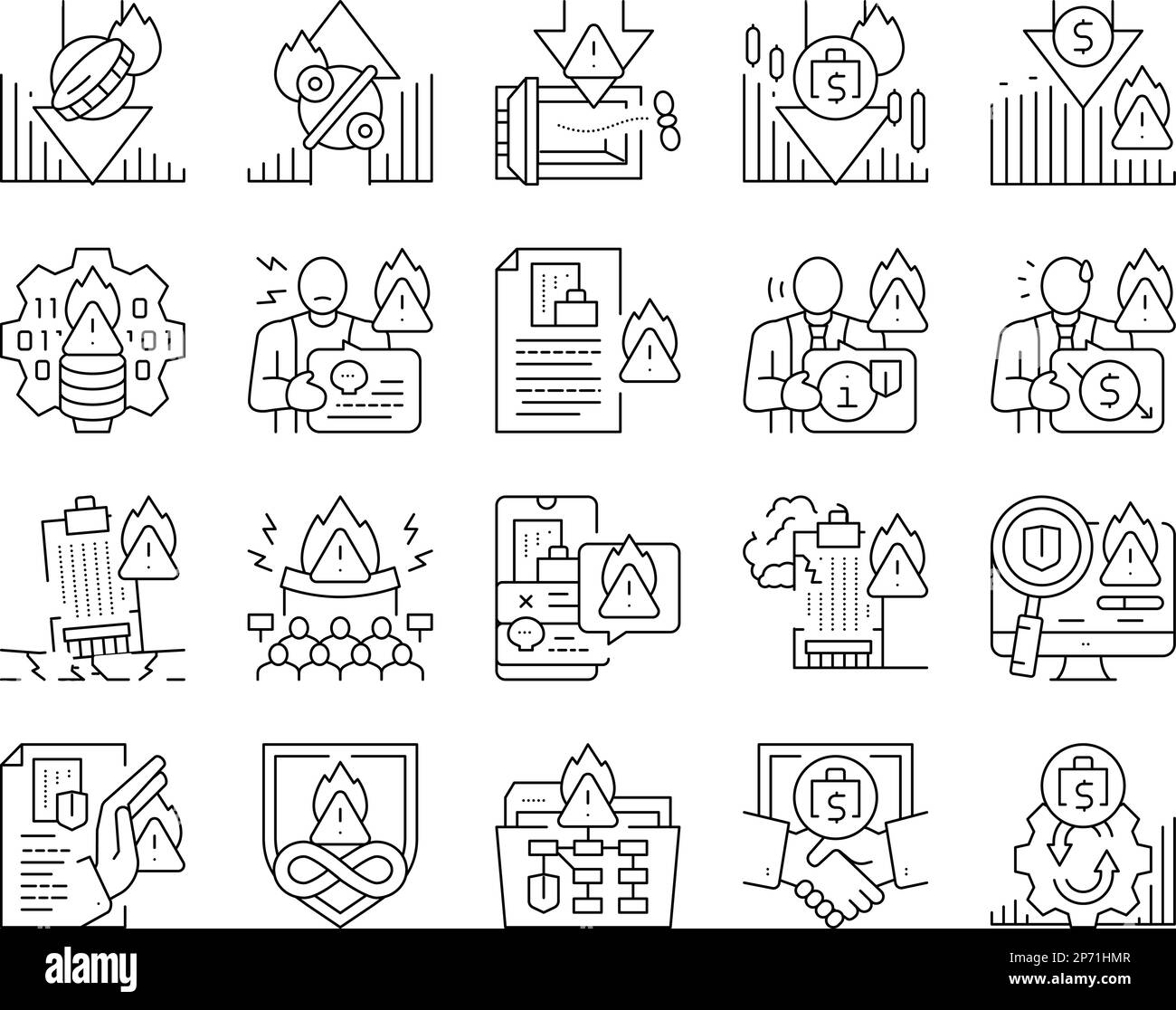 crisis management risk strategy icons set vector Stock Vector Image ...