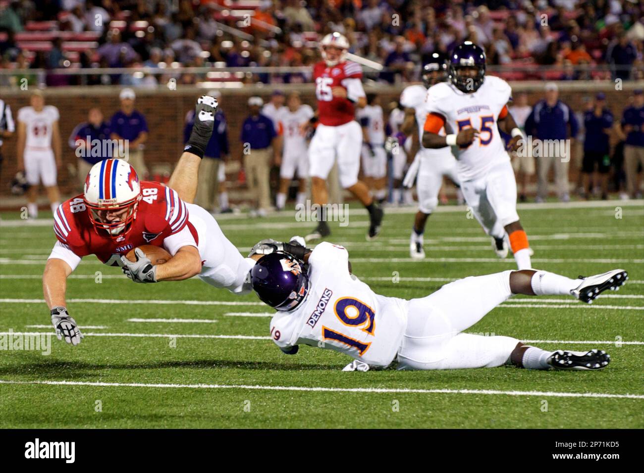 September 17, 2011 Zach Line is stopped by Northwestern State safety ...
