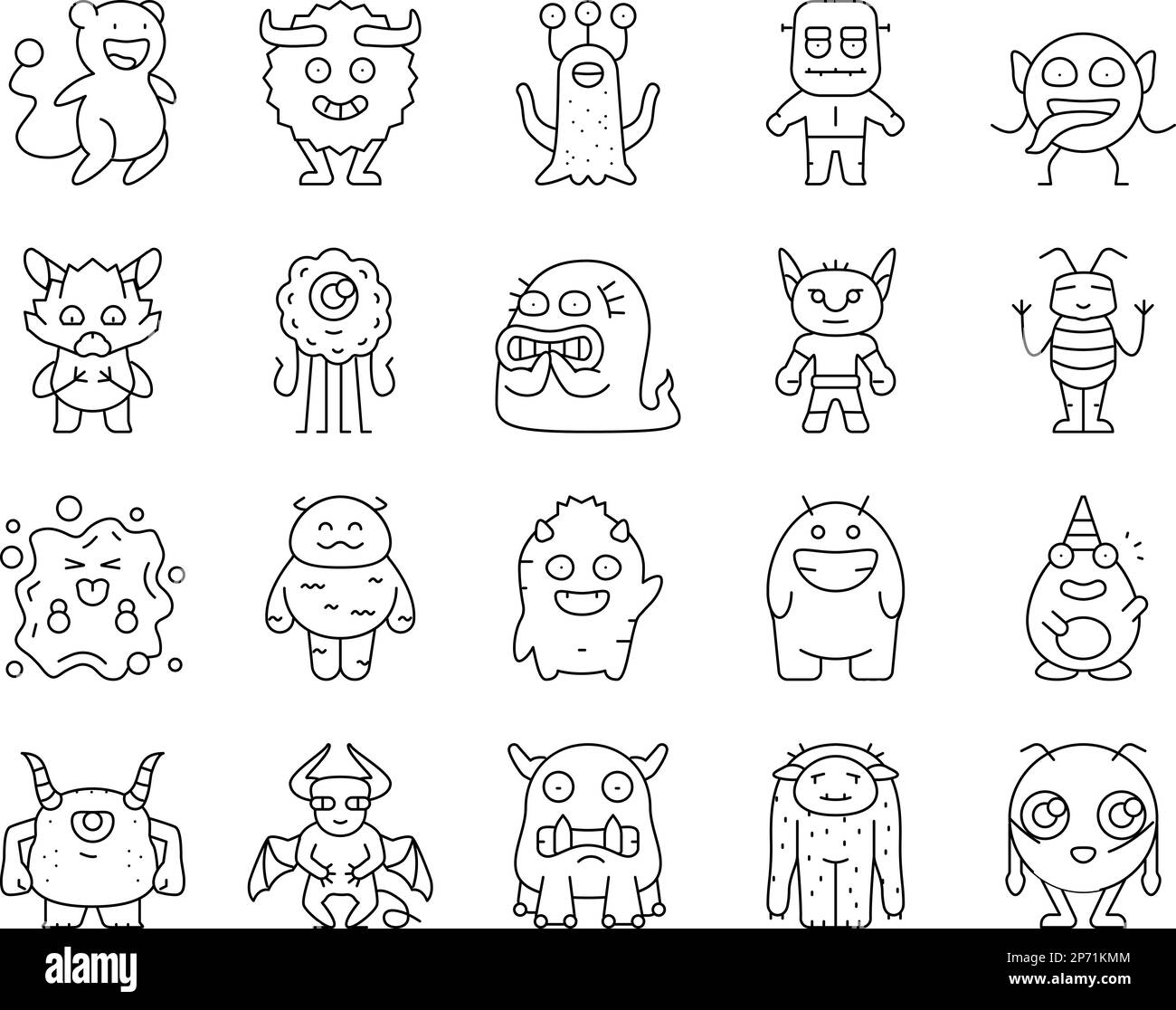 monster funny cute alien icons set vector Stock Vector Image & Art - Alamy