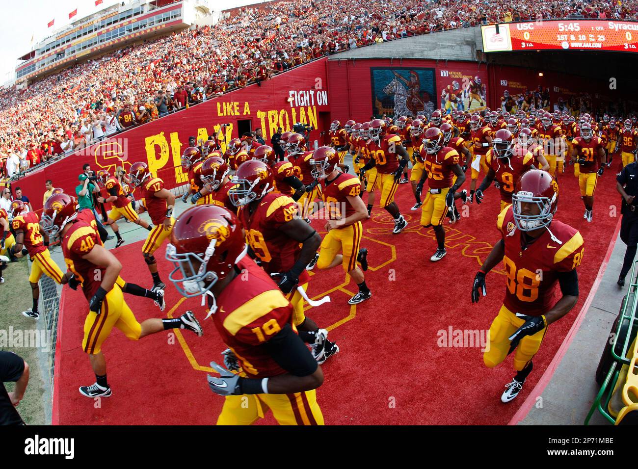 September 17, 2011: The USC Trojans run onto the field against the ...