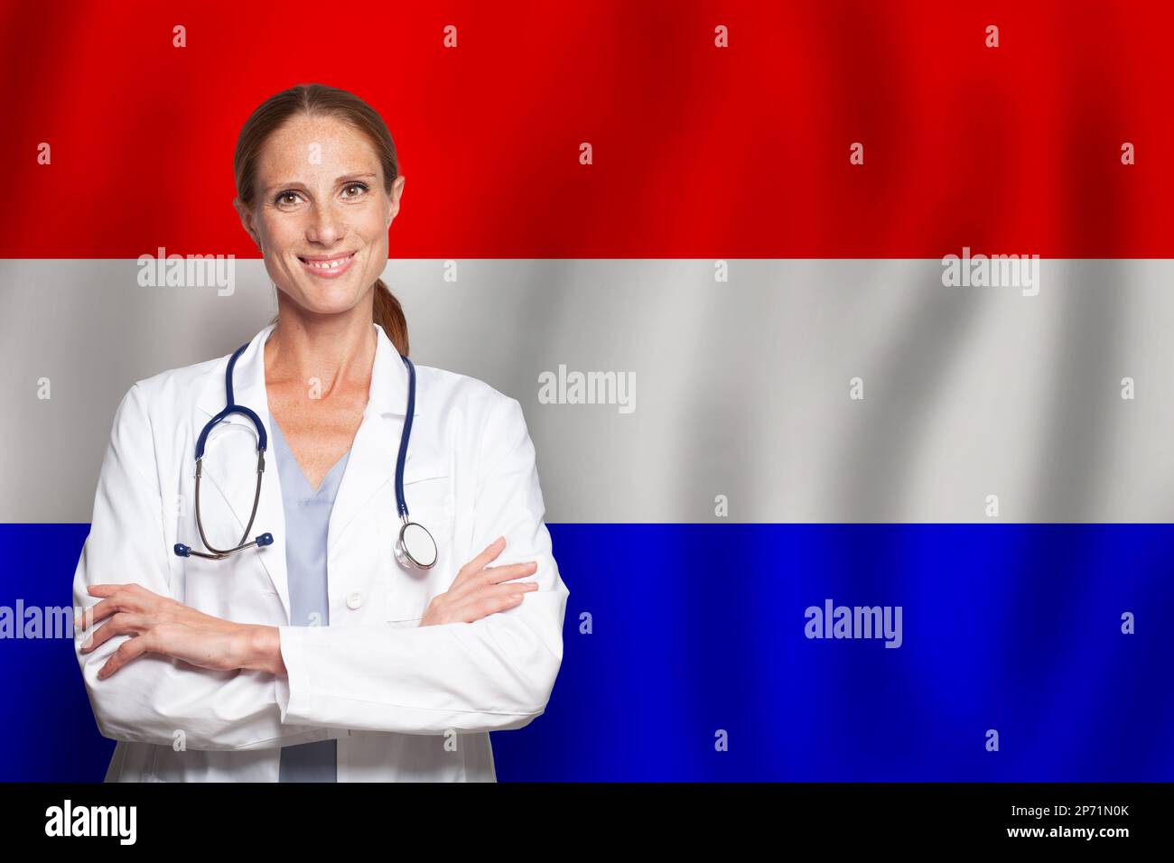 Dutch general practitioner doctor gp on the flag of Netherlands Stock ...